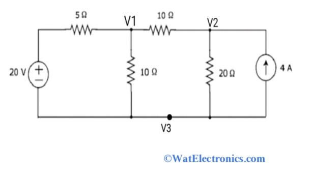 Nodal Analysis With Voltage Source And Current Source